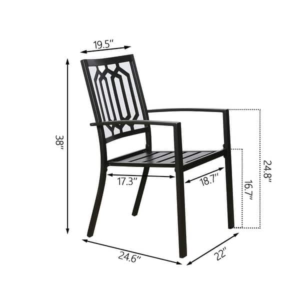 Outdoor Dining Chairs Stacking Arm Chairs with Heavy-Duty Metal Frame ...