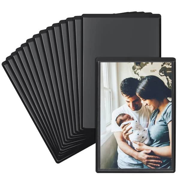 15 Pack 4x6 Black Magnetic Picture Frames for Refrigerator with Clear ...