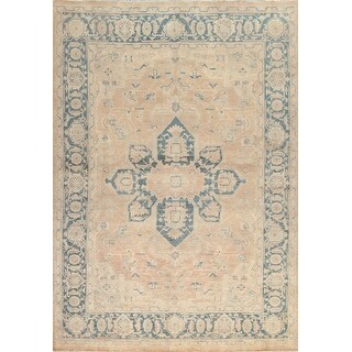 Muted Traditional Geometric Heriz Persian Wool Area Rug Hand-knotted ...