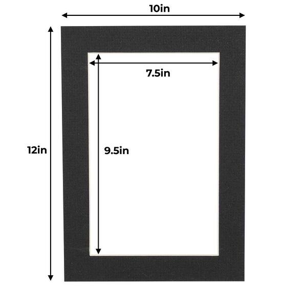 8x10 Mat for 10x12 Frame - Precut Mat Board Acid-Free Textured Black ...