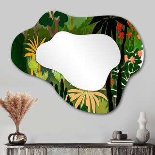 Blossoming And Vibrant Jungle Flora V - Irregular Forest Wall Mirror ...