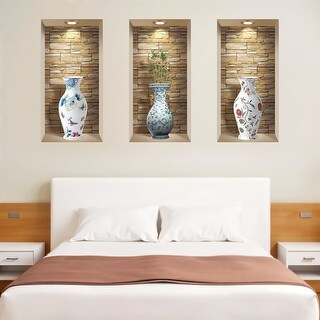 HomeRoots Set of Three Lea Faux Niche 3D Peel and Stick Wall Decals ...