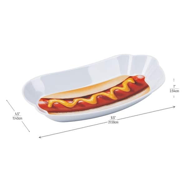Mind Reader Hot Dog Serving Plates for Parties and BBQs, 4 Piece Set ...