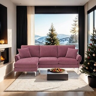 Artsy 84" Modern Chenille L-Shaped Sofa with Reversible Lounge, 4 Seat ...