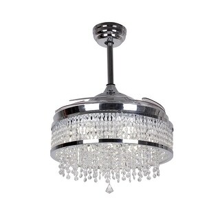 Modern Foldable 4-Blades Chrome 42-inch Crystal LED Ceiling Fan - Bed ...