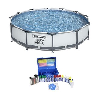 Bestway 12 x 12 Foot Steel Frame Pool and Chlorine pH Alkaline Water ...