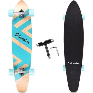 42 in.Geometric Light Blue Longboard Skateboard Drop Through Deck ...