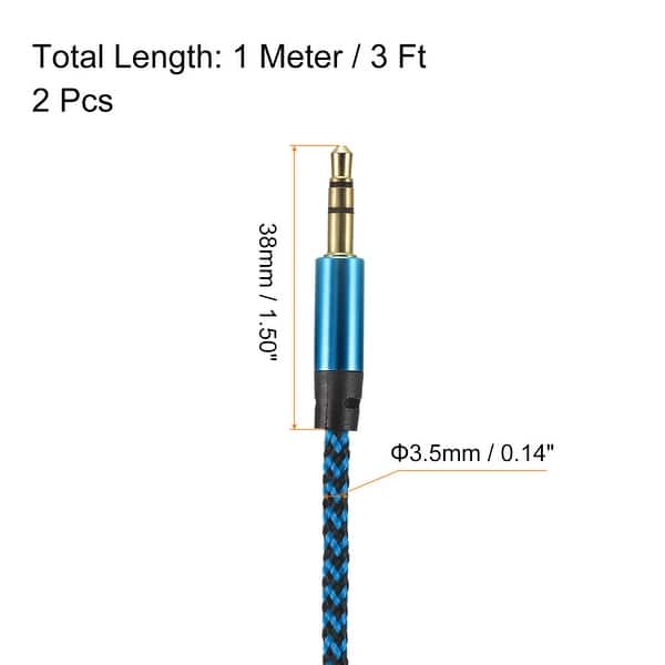 Aux Cable 3.5mm Male to Male Nylon Braided 3Ft Auxiliary Cord Green ...