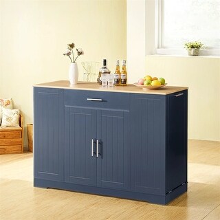 53'' Kitchen Storage Islands with Drawers and Trash Can Storage - Bed ...