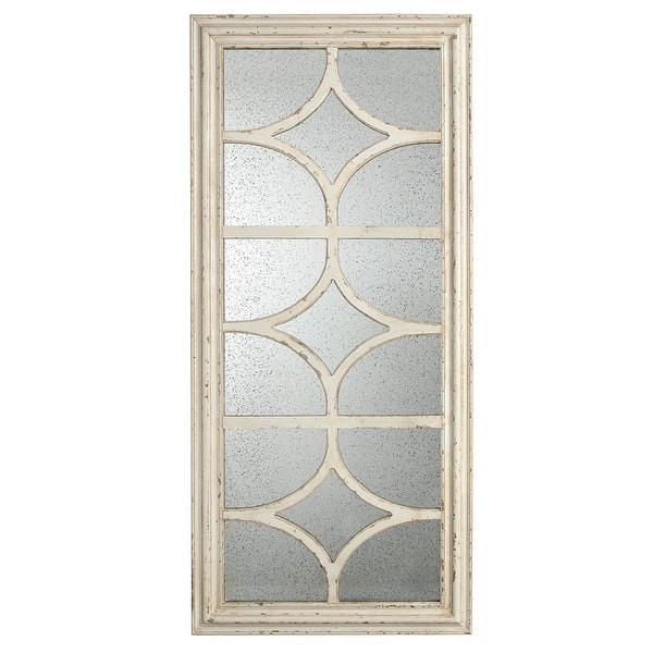 Distressed White Frame Rectangle Mirror with Decorative Window Look ...