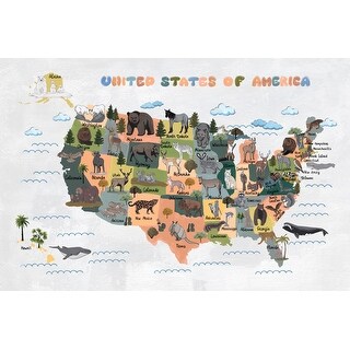 'Wonderful Animal Map' Painting Print on Wrapped Canvas - Bed Bath ...