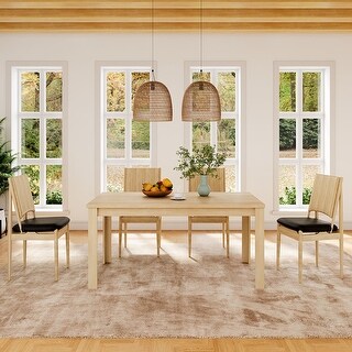 Moasis 63" Farmhouse Rectangular Wood Dining Table for 6-8 People ...