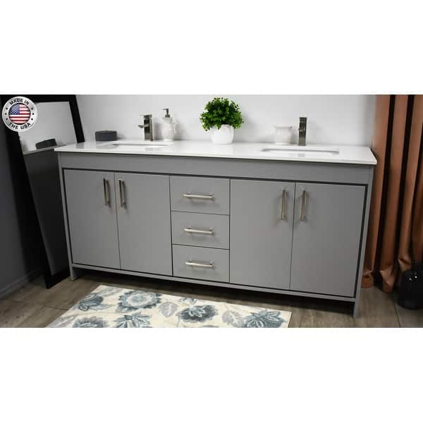 Volpa USA Capri 60-Inch Double Sink Bath Vanity with Microstone Top ...