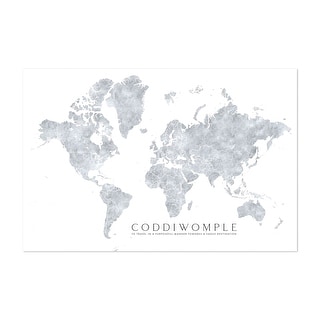 Coddiwomple definition gray watercolor world map Art Print/Poster - Bed ...