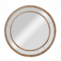 Becket Decorative 26-Inch Round Mirror with Double Wood Circle Frame ...