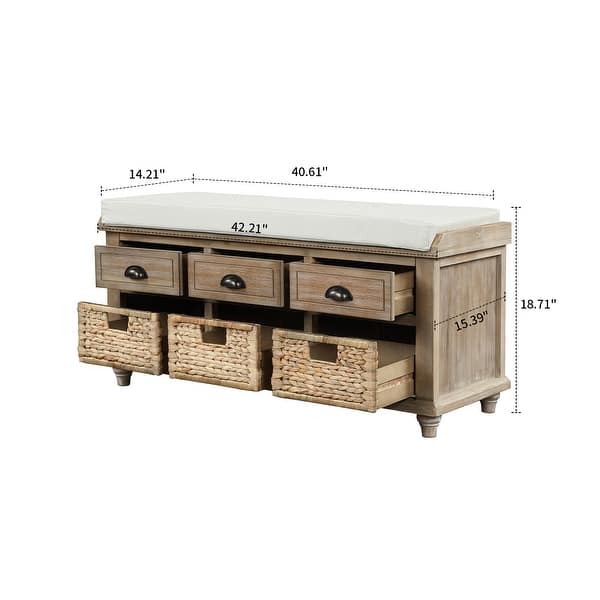 Classic Farmhouse Style Storage Bench with a Removable Linen Blend Seat ...
