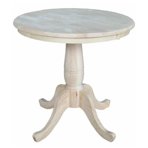 Round 30-inch Unfinished Solid Wood Dining Table with Pedestal Base ...