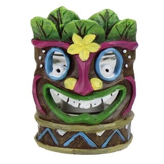 Smiling Floral Tiki Mask Tea Light Candle Holder - 4.5" - Bed Bath ...