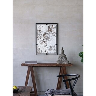 32" x 22" Rectangle Antiqued Wall Mirror Wall Mirror with Metal Frame ...