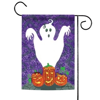 Ghost and Jack-O-Lantern Halloween Outdoor Garden Flag 18" x 12.5 ...