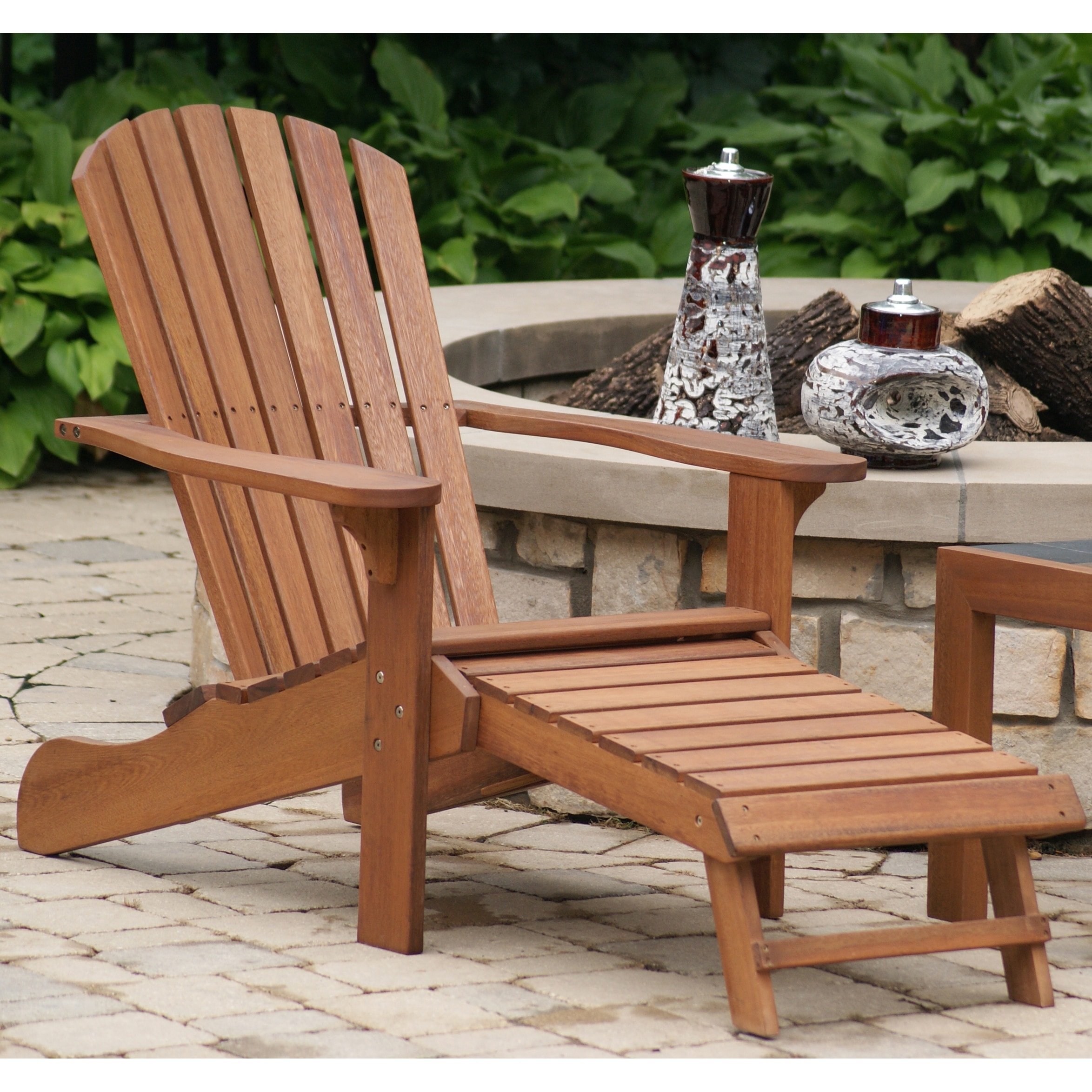Outdoor chair with built in ottoman store