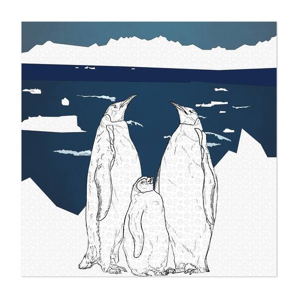 Antarctica The Penguins Family Line Drawings Animals Art Print/Poster ...