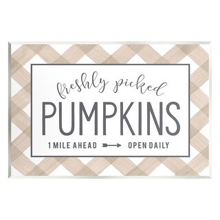 Stupell Freshly Picked Pumpkins Country Farm Plaid Sign Wood Wall Art ...