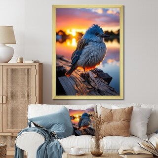 Designart "Bird On A Dock" Animals Bird Framed Canvas Print - Bed Bath ...