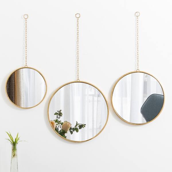 Glitzhome Set of 3 Regency Modern Gold Metal Chains Hanging Mirrors ...