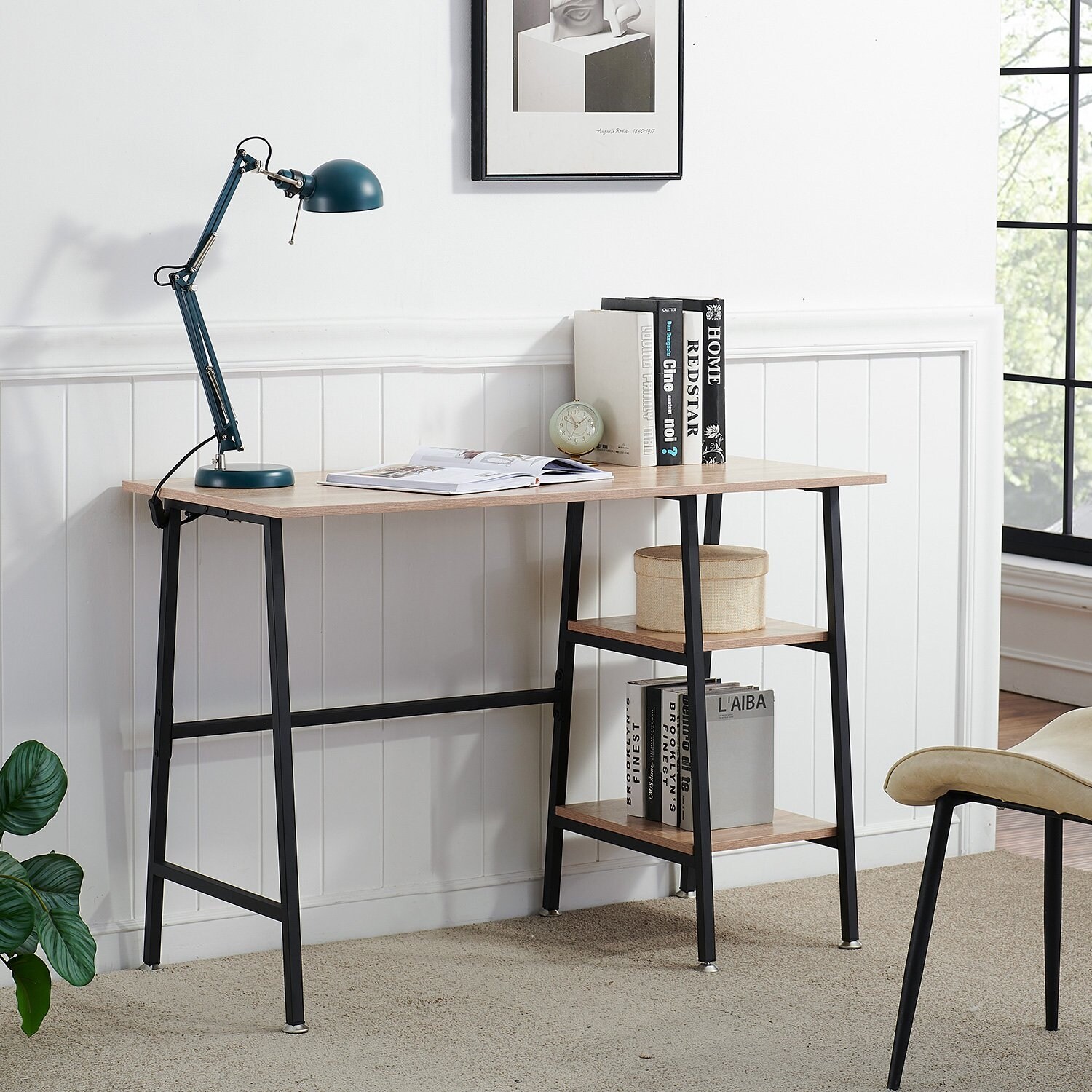 VECELO Wood Computer Desk with 2 Tier Open Shelves Bed Bath Beyond 29449333