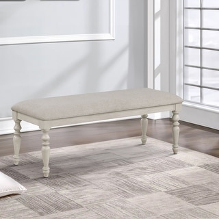 Cream Fabric Bench with Brown Turned Legs - Bed Bath & Beyond - 39065593
