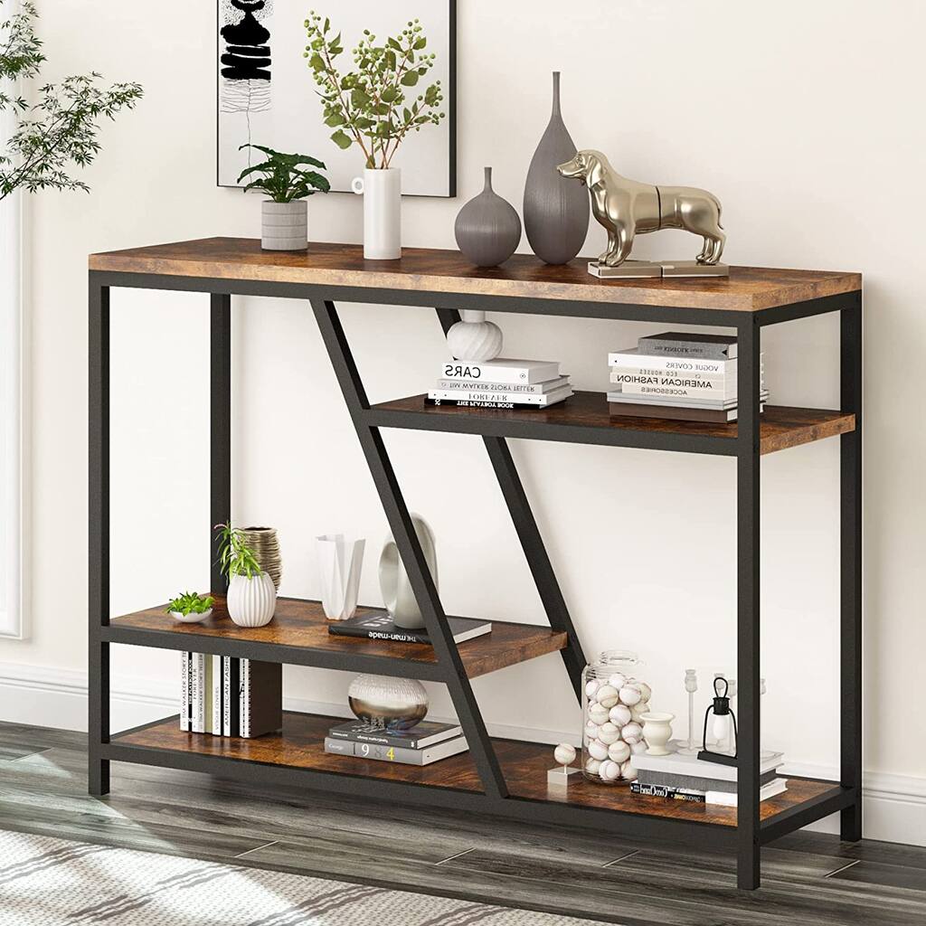 Brown 3-tier Console/ Sofa Table with Open Shelves - Overstock - 33874362