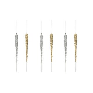 10"H Sullivans Christmas Icicle Ornament Set of 6, Gold-Silver - Bed ...