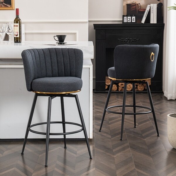 Modern Luxury Swivel Bar Stools Set of 2 Bar Stools with Back and Footrest On Sale Bed Bath Beyond 40205208