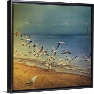 "Seagulls flying on lakeshore of Lake Ontario." Black Float Frame ...