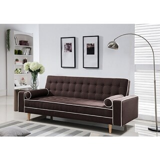 Tufted Futon Sofa Bed with Pillows, Click Clack Adjustable Sleeper Sofa Couch - Bed Bath ...
