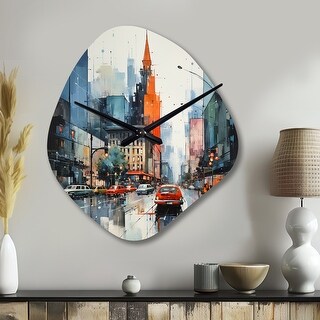 Blue Grey Mid Century Metropolis I - Abstract Midcentury Wall Clock ...