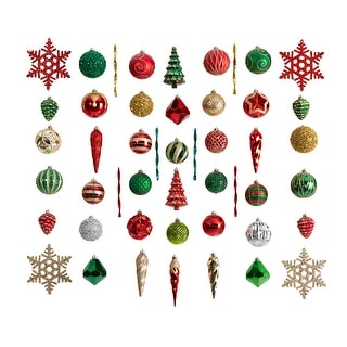 Holiday Deluxe Shatterproof 52 Count Christmas Tree Ornament Box Set ...