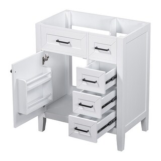 30" Bathroom Vanity Base with 1 Door, 3 Drawers, Freestanding White ...
