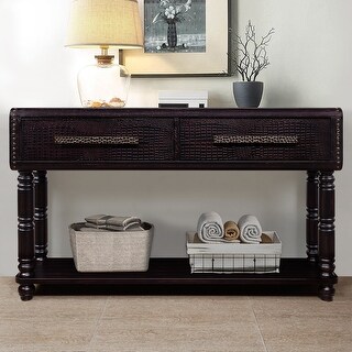 54 inch pine wood console table with 2 Power Outlets and 2 USB Ports ...