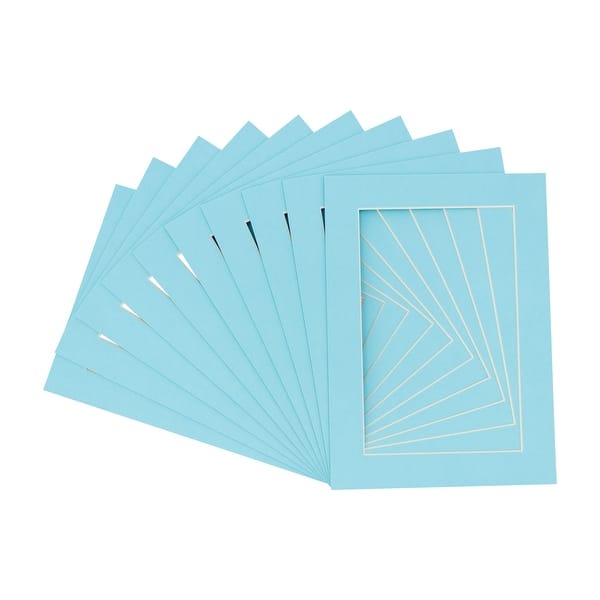 Pack of TEN 22x28 Mats Bevel Cut for 19x25 Photos - Acid Free Aqua Blue ...