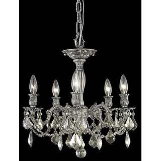 Somette Meilen 5-light Royal Cut Gold Crystal and Pewter Flush Mount ...