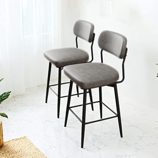 Set of 2 Modern 360°Rotating Bar Stools with Leather Cushions Iron ...