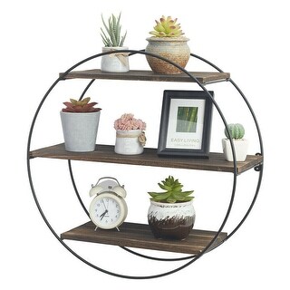 Rustic Circle Wall Shelves Metal Storage - Bed Bath & Beyond - 39165502