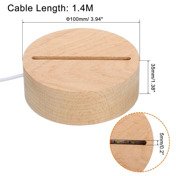 LED Light Round Wooden 3.94" Dia Warm White Light Display Base Stand ...