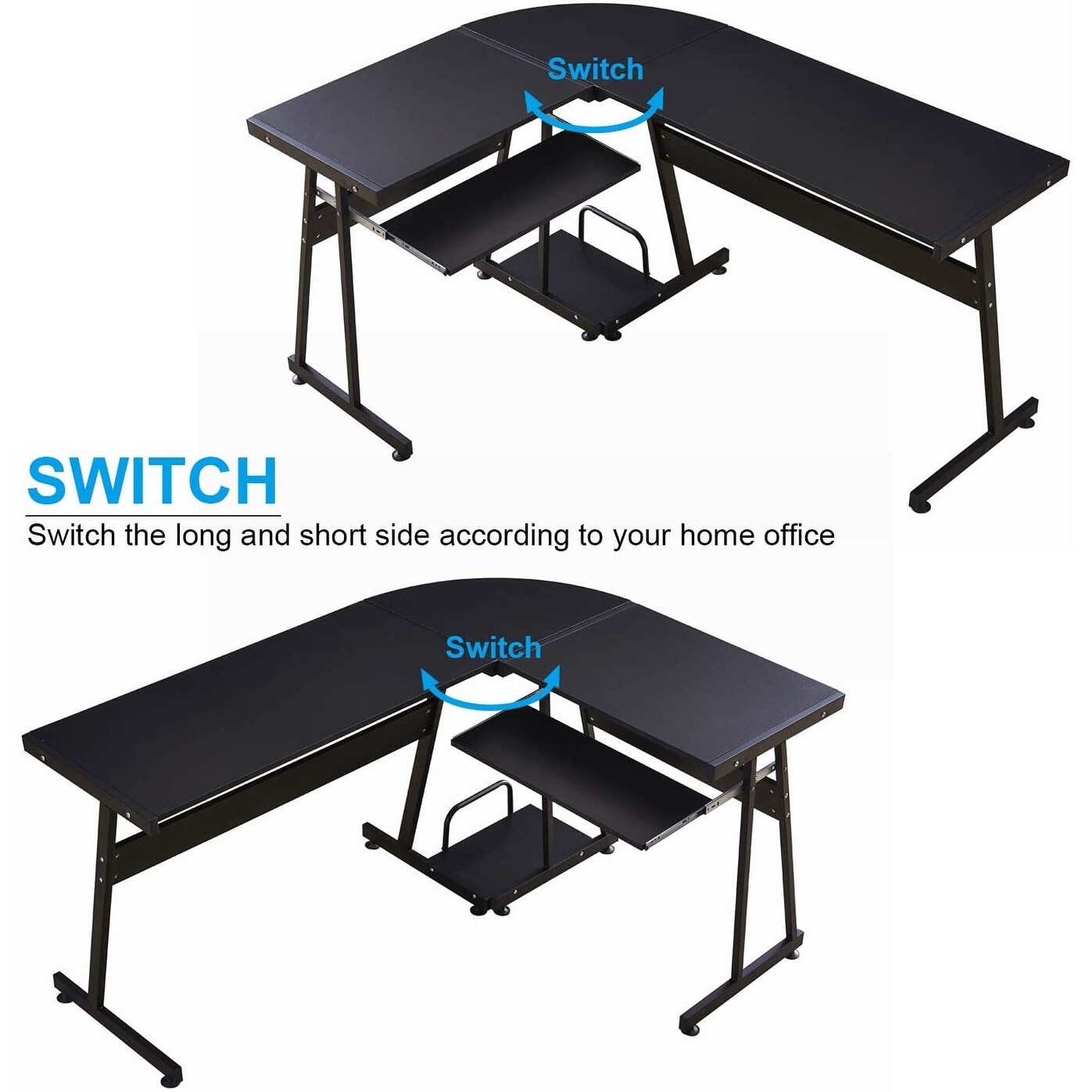 Ivinta reversible black gaming desk store