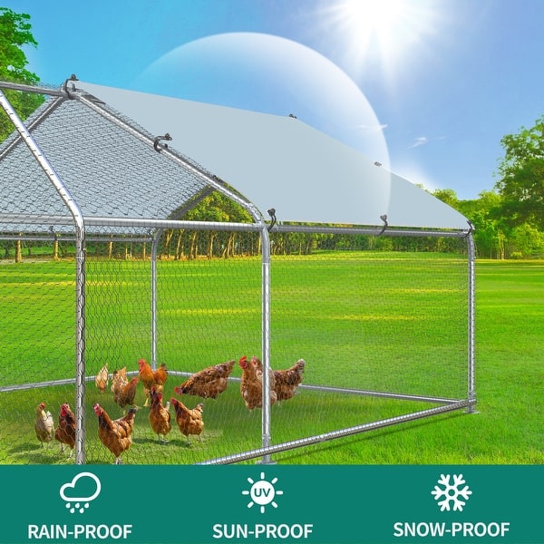 Large Metal Chicken Coop Walk-in Poultry Cage Hen Run Rabbits Cage with ...