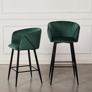 Best Master Furniture Evie Velvet Upholstered Bar Stool (Set of 2) - On ...