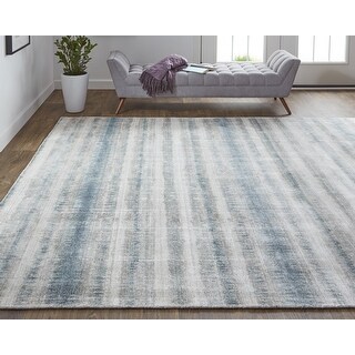 10' X 14' Gray Blue And Green Abstract Hand Woven Area Rug - 3'6" - Bed ...