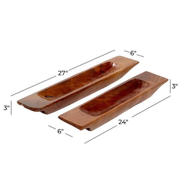 Brown Wood Contemporary Tray 3 x 27 x 6 - S/2 27", 24"H - Bed Bath ...
